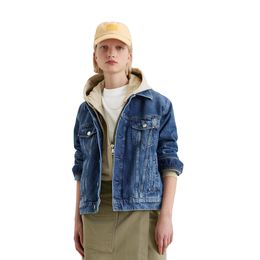Marc O'Polo Jeansjacke MARC O'POLO DENIM "aus Organic Cotton", Damen, Gr. XS, blau (medium blau), Obermaterial: 100% Baumwolle, unifarben, oversize, Manschette, Jacken Jeansjacke