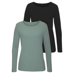 Vivance Langarmshirt 'mit sommerlicher Rippstruktur' mehrfarbig Gr. 48/50 f&uuml;r Damen. Mit Rundhals. Figurumspielend. Nachhaltig.
