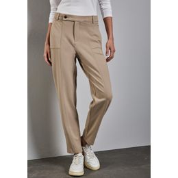 Stoffhose Street One, Damen, Gr. 46, L&auml;nge 30, beige (safari beige), Stoff, 61% Viskose, 32% Polyamid, 7% Elasthan, unifarben, comfort fit lang, Hosen Stoffhose, High Waist