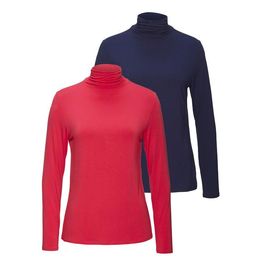 Lascana Stehkragenshirt 'aus weichem Viskose-Stretch' mehrfarbig Gr. 40/42 f&uuml;r Damen. Mit hoch geschlossener Ausschnitt. K&ouml;rpernah. Nachhaltig.