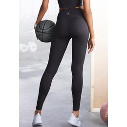 active by Lascana LASCANA ACTIVE Funktionsleggings schwarz Gr. XS (32/34) f&uuml;r Damen. Mit Mesheinsatz, Logodruck. Figurbetont