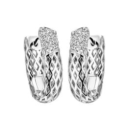 Paar Creolen Jobo "Ohrringe mit 32 Zirkonia", silber (silber 925, wei&szlig;), Ohrringe, Damen, Silber 925 (Sterlingsilber), 925 Silber