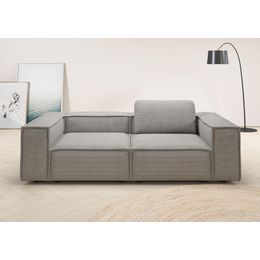 2-Sitzer Home Affaire "Watertown, modernes Sofa 246 cm breit, auch in Feincord", grau, B:246cm H:68cm T:118cm, 95% Polyester, 5% Nylon, Sofas, stilvolles Sofa f&uuml;r 2 Personen mit extra breiter Sitzfl&auml;che