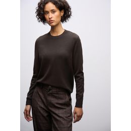Rundhalspullover Street One, Damen, Gr. 40, schwarzest braun, Strick, Obermaterial: 50% Viskose, 28% Polyester, 22% Polyamid, unifarben, regular fit normal, Rundhals, Rippb&uuml;ndchen, Pullover Rundhalspullover, mit Rippb&uuml;ndchen
