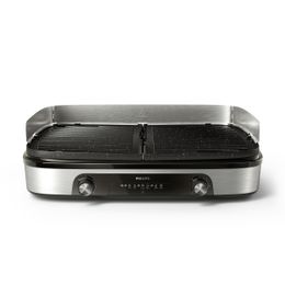 Philips Tischgrill "HD6222/90 5000 Series, 2 Heizzonen, wendbare Platten", schwarz (schwarz, silber), B:52,8cm H:14,9cm T:35,2cm, Kontaktgrill_Standgrill_Tischgrill_Teppanyakigrill, mit einstellbarer Temperatur u. Grillfl&auml;che von 1400 cm&sup2;
