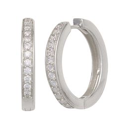 Paar Creolen Jobo, silber (silber 925), Ohrringe, Damen, 20,7mm, Silber 925 (Sterlingsilber), rund 925 Silber mit 26 Zirkonia