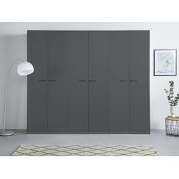 Dreht&uuml;renschrank Rauch "Kleiderschrank Schrank Garderobe TOPSELLER OTELI inkl. Inneneinteilung", grau (graumetallic), B:271cm H:229cm T:54cm, Holzwerkstoff, Schr&auml;nke, Dreht&uuml;renschrank, mit zus&auml;tzlichen Einlegeb&ouml;den, optional mit Spiegel MADE IN GERMANY