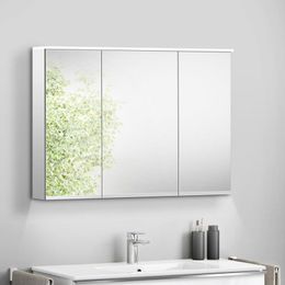 evineo ineo PRO Spiegelschrank mit Waschtischbeleuchtung f&uuml;r die Schweiz B: 100 H: 71 T: 18 cm, 3 T&uuml;ren, BEA054MI,