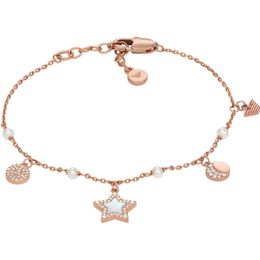 Armband Emporio Armani "Schmuck Geschenk Metall Armkette SENTIMENTAL Stern", rosa (ros&eacute;goldfarben, wei&szlig;, perlmuttfarben, wei&szlig;), Armb&auml;nder, Damen, 19cm, Metall, Armband, mit Zirkonia (synth.), Perlmutt und S&uuml;&szlig;wasserzuchtperlen