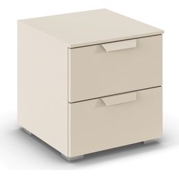 Nachtkommode Rauch "Nachttisch Nachtkonsole COSTA mit farblich passenden Metallgriffen", beige (champagner), griffe beige (champagner), B:40cm H:42cm T:42cm, Holzwerkstoff, Sideboards, zwei ger&auml;umige Schubladen MADE IN GERMANY