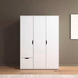 Dreht&uuml;renschrank Rauch "Kleiderschrank Schrank Garderobe W&auml;scheschrank NARAI mit Schubladen", wei&szlig; (alpinwei&szlig;), B:140cm H:194cm T:53cm, Holzwerkstoff, Schr&auml;nke, Dreht&uuml;renschrank, Griffausfr&auml;sungen f&uuml;r eine grifflose Optik TOPSELLER MADE IN GERMANY