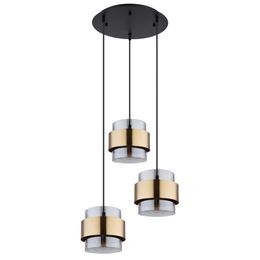 Globo LIGHTING Pendelleuchte "MILLEY", schwarz (schwarz matt), 1 Stk., Leuchten, H&auml;ngeleuchte, H&auml;ngeleuchte, Gl&auml;ser, Messing, Wohnzimmer, Pendelleuchte