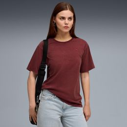 Puma Damen T-Shirt "ESS ELEVATED RELAXED WASH TEE"ruby shimmer, Gr. S, unifarben, Jersey, Obermaterial: 100% Baumwolle, Shirts, Kurzarmdesign,