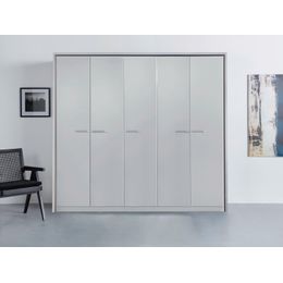 Dreht&uuml;renschrank Rauch "Kleiderschrank Schrank Garderobe W&auml;scheschrank Ankleide OTELI", grau (seidengrau), B:230cm H:212cm T:58cm, Holzwerkstoff, Schr&auml;nke, Dreht&uuml;renschrank, inkl. Passepartout optional mit Beleuchtung