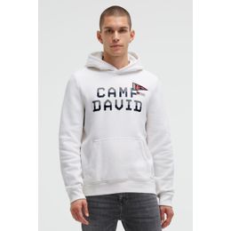 Kapuzensweatshirt CAMP DAVID, Herren, Gr. 4XL, wei&szlig;, Material: 72% Baumwolle, 28% Polyester, bedruckt, regular fit normal, Rundhals, eingesetzt Rippb&uuml;ndchen, Sweatshirts, mit Rippb&uuml;ndchen