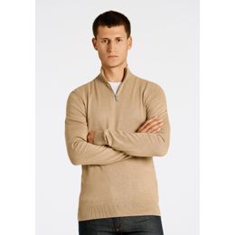 Troyer LINDBERGH "LINDBERGH Troyer", Herren, Gr. 3XL, beige (sand mel), Obermaterial: 80% Viskose, 20% Nylon, hoch geschlossener Ausschnitt, Pullover Troyer