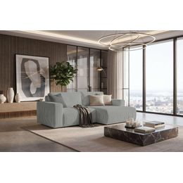 Schlafsofa Home Affaire, B:250cm H:82cm T:143cmligh grau, 92% Polyester, 8% Nylon, Wohnzimmer, Sofas, "Noord Schlafecksofa, Breite 250 cm", Cord,