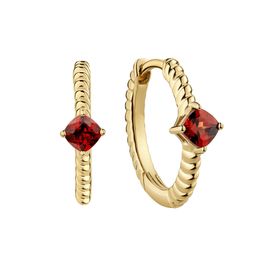 Paar Creolen Firetti "Schmuck Geschenk Gold 333 Ohrschmuck Ohrringe", gelbgoldfarben, rot, rot, Ohrringe, Damen, 14mm, Gelbgold 333, mit Granat