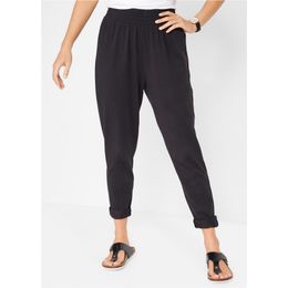 Haremshose bonprix, Damen, Gr. 52/54 (XXL), N-Gr, schwarz, Jersey, Obermaterial: 95% Baumwolle, 5% Elasthan, unifarben, loose fit lang, Hosen Haremshose, mit Gummizug