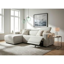 Ecksofa OTTO HOME, B:254,5cm H:83cm T:173cmcreme, Webstoff 100% Polyester, Wohnzimmer, Sofas, "LEOO", mit USB A/C-Anschluss. Federkern, verstellbaren