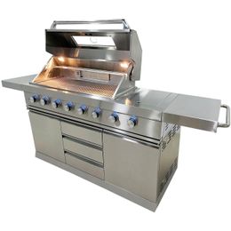 Gasgrill Buschbeck "Outdoork&uuml;che Bristol", silber (edelstahlfarben), B:214cm H:119cm T:64,5cm, Grills, Outdoork&uuml;che