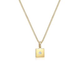 Collierkettchen Elli DIAMONDS "Quadrat Diamant (0.015 ct) 585 Gelbgold" Gr. 45, gold, Halsketten, Damen, 45, 0,02 mit Diamanten, Gelbgold 585, L: 45