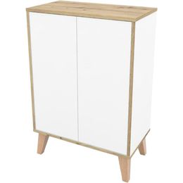 Hochschrank Welltime "Morena", wei&szlig; mit artisan eiche, B:60cm H:87cm T:32,5cm, ABS-Kunststoff, Spanplatte, Schr&auml;nke, Hochschrank