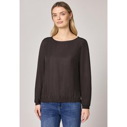 Langarmbluse Street One, Damen, Gr. 36, molten earth, Stoff, 100% Viskose, unifarben, normal normal, U-Boot-Ausschnitt, elastischer Bund, Blusen, mit Elastikbund