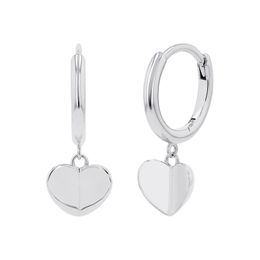 Paar Creolen s.Oliver "Schmuck Geschenk, Herz", silberfarben, Ohrringe, Damen, 13mm, Silber 925 (Sterlingsilber)