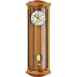 Funk-Pendelwanduhr AMS "F5080/9", braun (kirschbaumfarben), Wanduhren, B/H/L: 26cm x 12cm x 82cm, Quarzuhr, Holz-/Glasgeh&auml;use, Erle,Esszimmer,Wohnzimmer