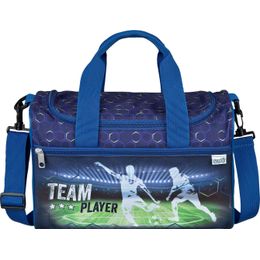 Sporttasche Scooli "Jurassic World", Kinder, Gr. B/H/T: 35cm x 23cm x 16cm, blau (team player), Polyester, bedruckt, Taschen Sporttasche