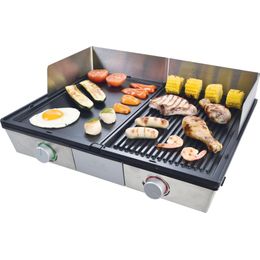 Tischgrill SOLIS OF SWITZERLAND "Deli Grill (Typ 7951)", silber, B:49,5cm H:18cm T:40,5cm, Kontaktgrill_Standgrill_Tischgrill_Teppanyakigrill, Elektrogrill mit abnehmbaren Grillplatten