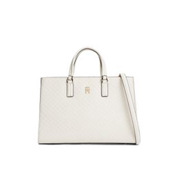 Tommy Hilfiger Damen Henkeltasche "TH DAILY SATCHEL MONO"creme, Taschen, Damen Tragetasche, Handtasche mit Allover TH-Logopr&auml;gung