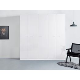 Dreht&uuml;renschrank Rauch "Kleiderschrank Schrank Garderobe TOPSELLER OTELI inkl. Inneneinteilung", wei&szlig; (alpinwei&szlig;, hochglanz wei&szlig;), B:226cm H:229cm T:54cm, Holzwerkstoff, Schr&auml;nke, Dreht&uuml;renschrank, mit zus&auml;tzlichen Einlegeb&ouml;den, optional mit Spiegel MADE IN GERMANY