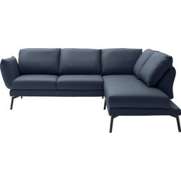 Sch&ouml;ner Wohnen Kollektion Ecksofa "Spin, Multifunktionssofa, bequem und hochwertige Verarbeitung, L-Form", blau (navy), B:329cm H:87cm T:259cm, 100% Leder, SCH&Ouml;NER WOHNEN-KOLLEKTION, Sofas, Ecksofa, Drehsitz-Funktion, USB-Anschluss, Armlehnfunktion, R&uuml;ckenverstellung