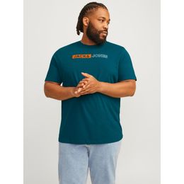 Jack & Jones PlusSize T-Shirt "JJECORP LOGO TEE PLAY SS O-N NOOS PLS", Herren, Gr. 4XL, blau (deep teal), Single Jersey, Obermaterial: 100% Baumwolle, JACK & JONES PLUSSIZE, bedruckt, Basic, slim fit normal, Rundhals, Shirts T-Shirt