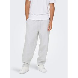 Only & Sons Sweathose ONLY & SONS "ONSCERES WIDE PANT NOOS", Herren, Gr. M, N-Gr, grau (super light grau melange), angeraute Sweatware, Obermaterial: 57% Baumwolle, 43% Polyester, meliert, regular fit lang, Hosen Sweathose, Baumwollmischung, relaxed fit