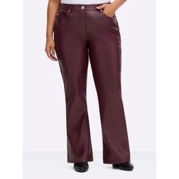 sheego Gro&szlig;e Gr&ouml;&szlig;en Lederimitathose mit Formbund, in Bootcut-Form, burgund, Gr&ouml;&szlig;e 54 - Damen