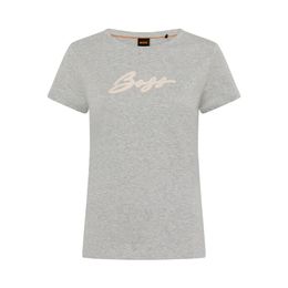 BOSS Orange Damen T-Shirt "Elove Premium Damenmode"open grau 061, Gr. L, bestickt, unifarben, Single Jersey, Obermaterial: 100% Baumwolle, Shirts,