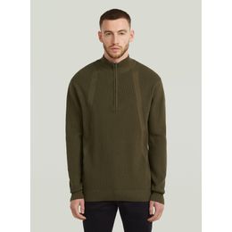 G-Star Raw G-STAR Herren Longpullover "Structured Half Zip Knit"schwarz olive, Gr. XXL, Obermaterial: 100% Baumwolle, Pullover