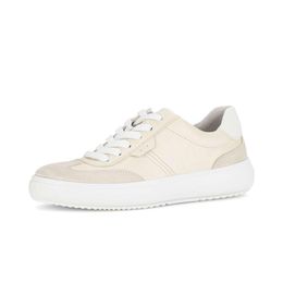 Sneaker Gabor "Sneaker low Materialmix Leder/Lederimitat", Damen, Gr. 37,5, creme, Schuhe Sneaker