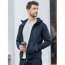 Kapuzensweatjacke Lerros "Lerros Sweatjacke im Hoodie-Look aus Mischgewebe", Herren, Gr. M, classic navy, 50% Baumwolle, 50% Polyester, Sweatjacken
