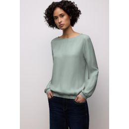 Langarmbluse Street One, Damen, Gr. 40, schwarz mint gr&uuml;n, Stoff, 100% Viskose, unifarben, normal normal, U-Boot-Ausschnitt, elastischer Bund, Blusen, mit Elastikbund