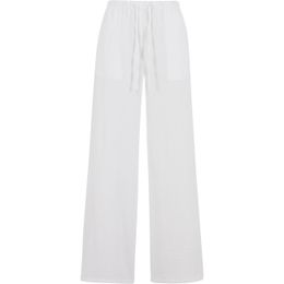 Stoffhose Urban Classics "Urban Classics Ladies Structured Wideleg Pants", Damen, Gr. XS, US-Gr&ouml;&szlig;en, wei&szlig;, 85% Viskose, 15% Polyimid, unifarben, relaxed fit, Hosen Stoffhose