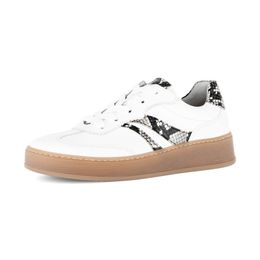 Gabor Damen Plateausneaker "FLORENZ", Gr. 39wei&szlig;, natur, Kalbsleder, Reptilienpr&auml;gung, Schuhe, Freizeitschuh, Halbschuh, Schn&uuml;rer, im Retrolook,