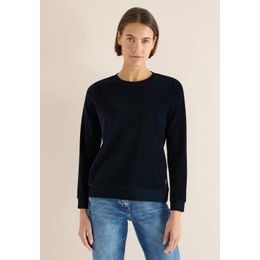 Cecil Damen Langarmshirtuniversal blau, Gr. XS, unifarben, Web, 78% Baumwolle, 18% Polyester, 4% Elasthan, Shirts, mit Rundhalsausschnitt