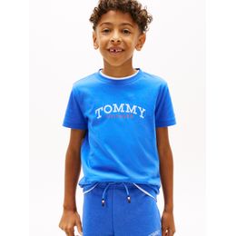 T-Shirt Tommy Hilfiger "MONOGRAM GRAPHIC T-SHIRT", M&auml;dchen, Gr. 16 (176), empire blau, Single Jersey, Obermaterial: 100% Baumwolle, unifarben, regular fit normal, Rundhals, eingesetzt abgesteppte Kante, Shirts T-Shirt, Kinder bis 16 Jahre, Druck