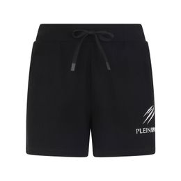 Shorts Plein Sport "Ribbed Loose Fit Shorts Scratch", Damen, Gr. XL, US-Gr&ouml;&szlig;en, 02, schwarz, Obermaterial: 95% Polyester, 5% Elasthan, Hosen Shorts