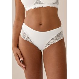 Hipster Naturana "The Friday", Damen, Gr. 40, beige (ecru), Microfaser, Obermaterial: 87% Polyamid, 13% Elasthan. Spitze: 89% Polyamid, 11% Elasthan, leicht transparent, unifarben, bequem, Unterhosen, mit Spitze, feminin, eng, bequem, elastisch, h&uuml;fthoch geschnitten