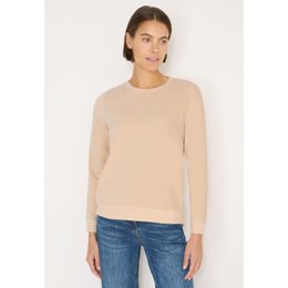 Langarmshirt Cecil, Damen, Gr. S (38), pearl beige, Web, 78% Baumwolle, 18% Polyester, 4% Elasthan, unifarben, comfort fit normal, Rundhals, B&uuml;ndchen, Shirts Langarmshirt, mit Rundhalsausschnitt